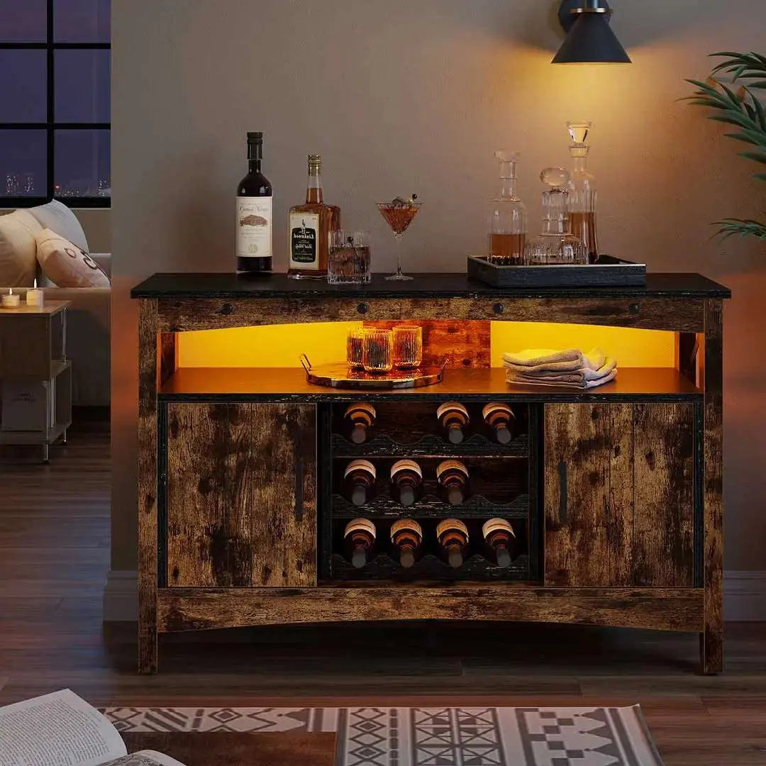 Stylize Your Space with Bestier 50'' Bar Cabinet with LED Light