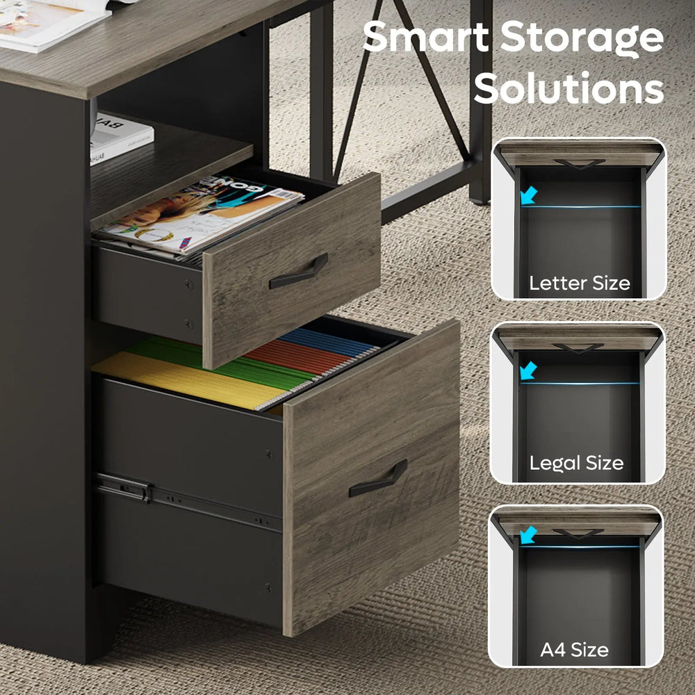 L Shaped Desk with File Drawers | Office Furniture