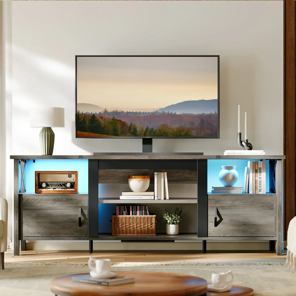 Bestier Farmhouse TV Stand for 70 Inch TVs