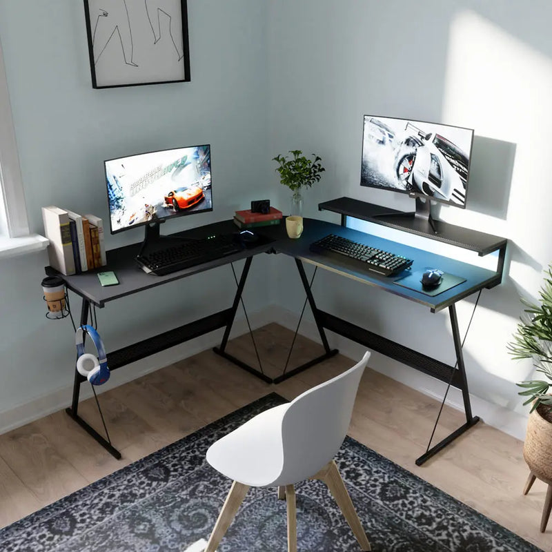 65 Inch L-Shaped Gaming Desk | Corner Computer Table