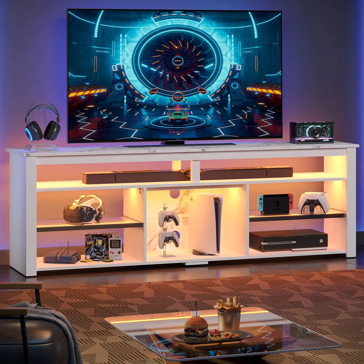 Tall LED TV Stand for 70-80 Inch TVs | Media Console