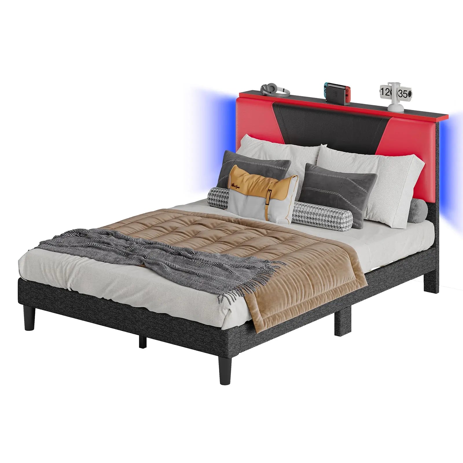 Bestier Queen Size Gaming Style LED Bed Frame