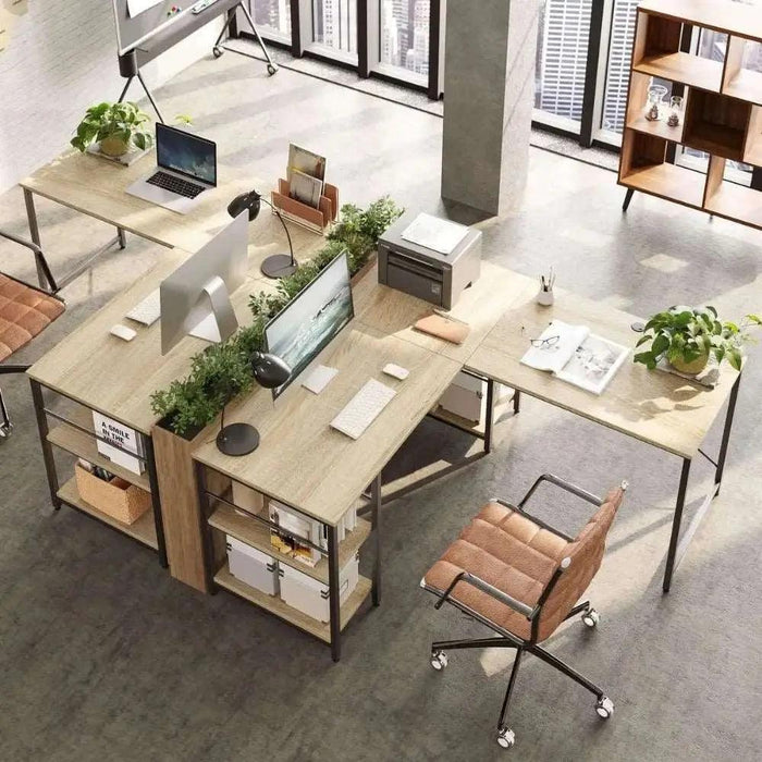 Maximize Space with Bestier 95.2'' Two Person L Shaped Desk