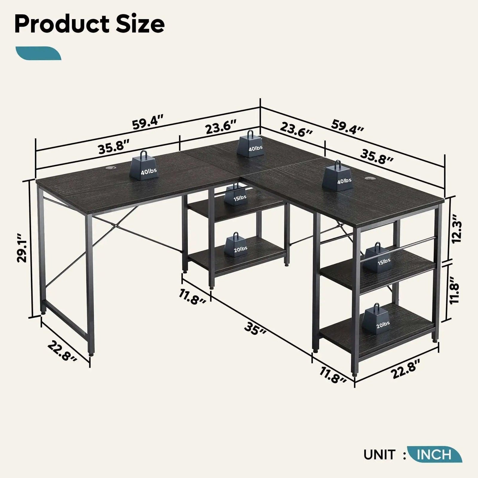 Maximize Space with Bestier 95.2'' Two Person L Shaped Desk