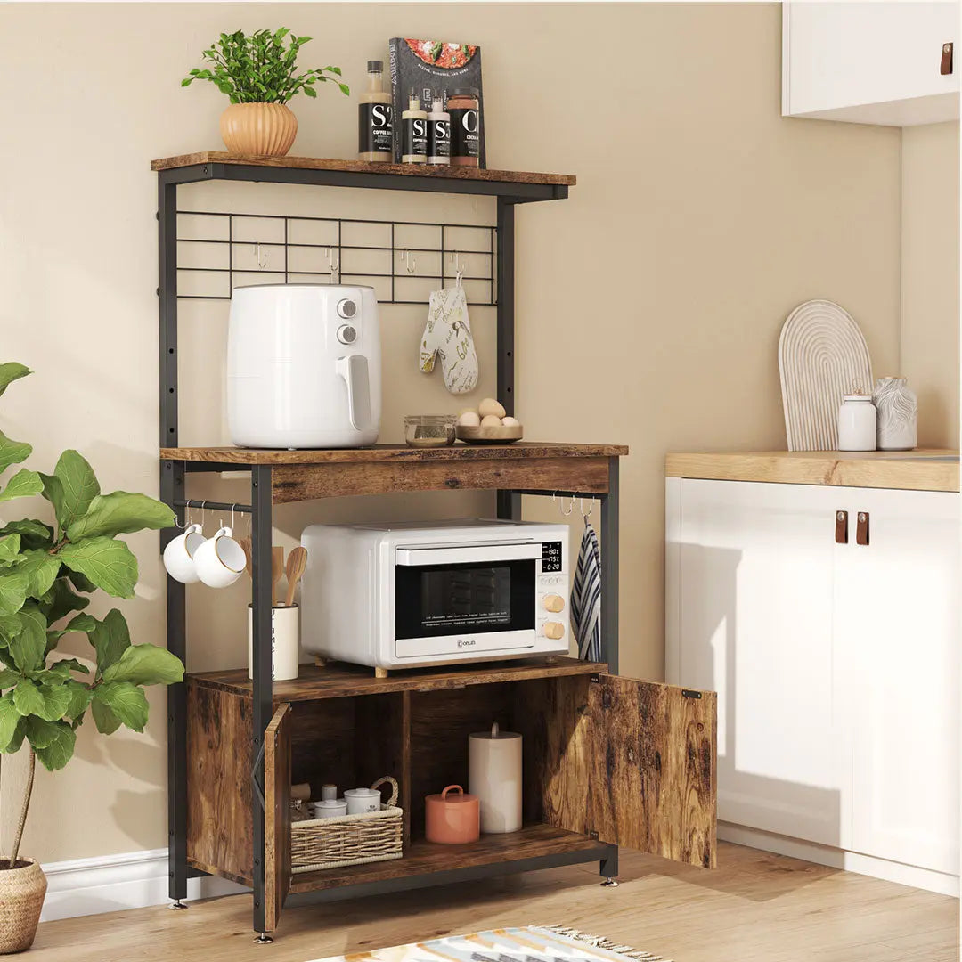 Stylish Bestier Microwave Stand with Storage Cabinet- Kitchen Essential