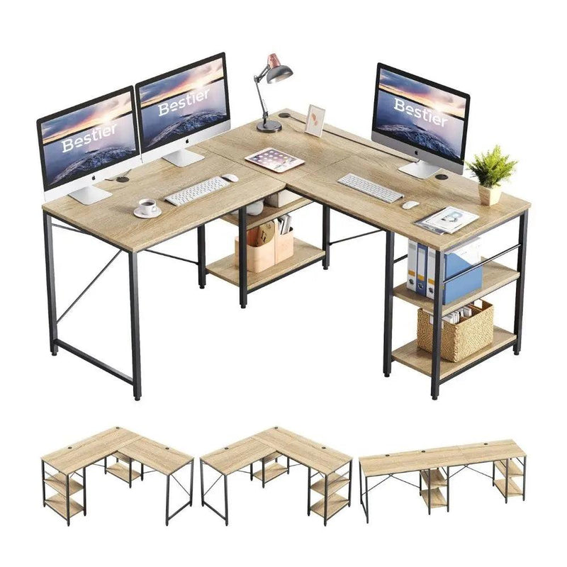 Maximize Space with Bestier 95.2'' Two Person L Shaped Desk